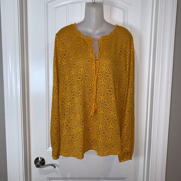 JustFab | Tops | Plus Size Mustard Yellow Lace Top | Poshmark